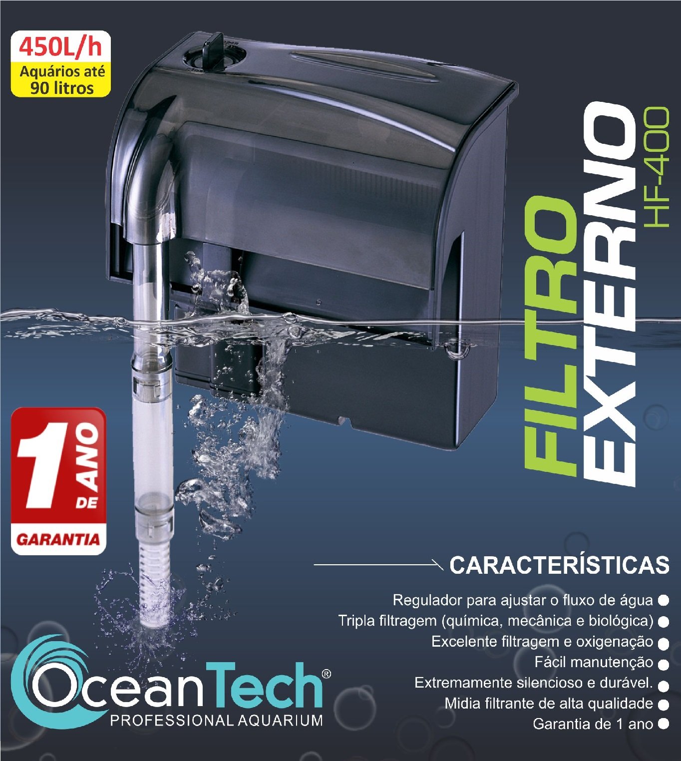 KIT AQUÁRIO MARINHO OCEAN TECH HANG ON 110V - 27 LITROS